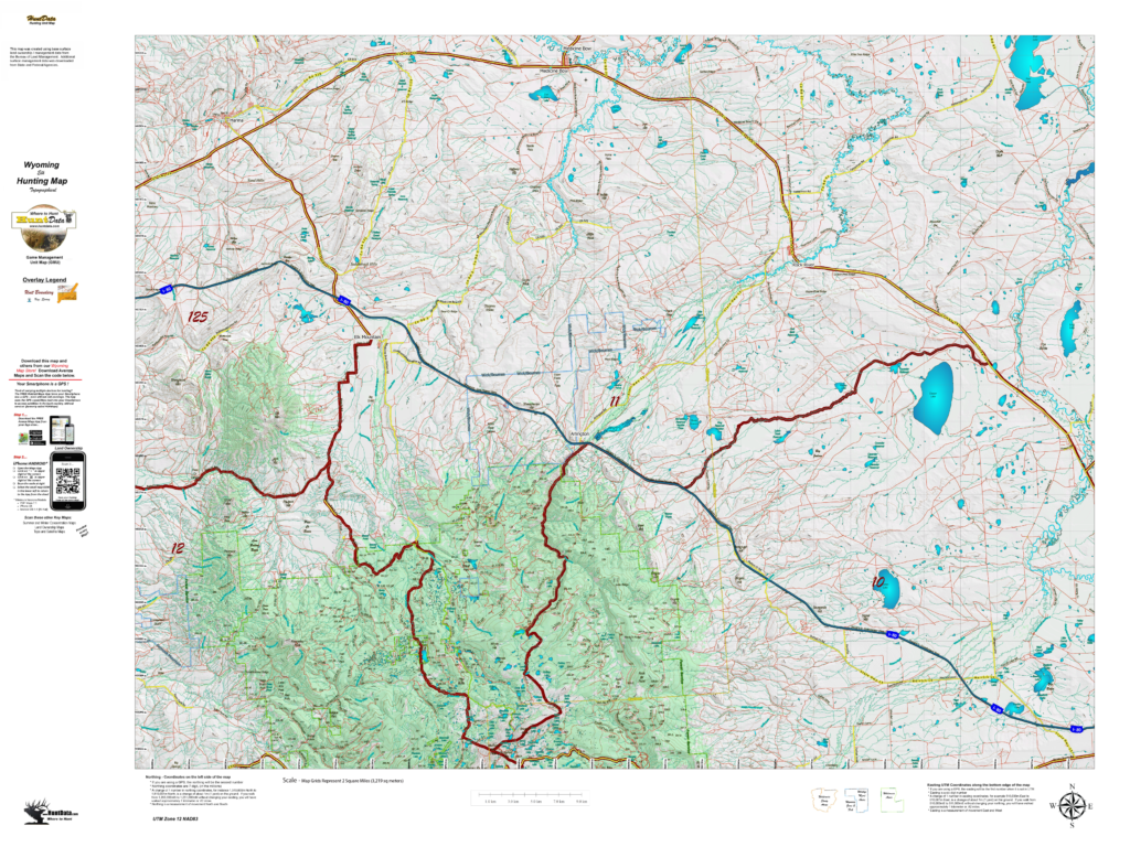 Wyoming Elk Topographical Map. - Hunt Data