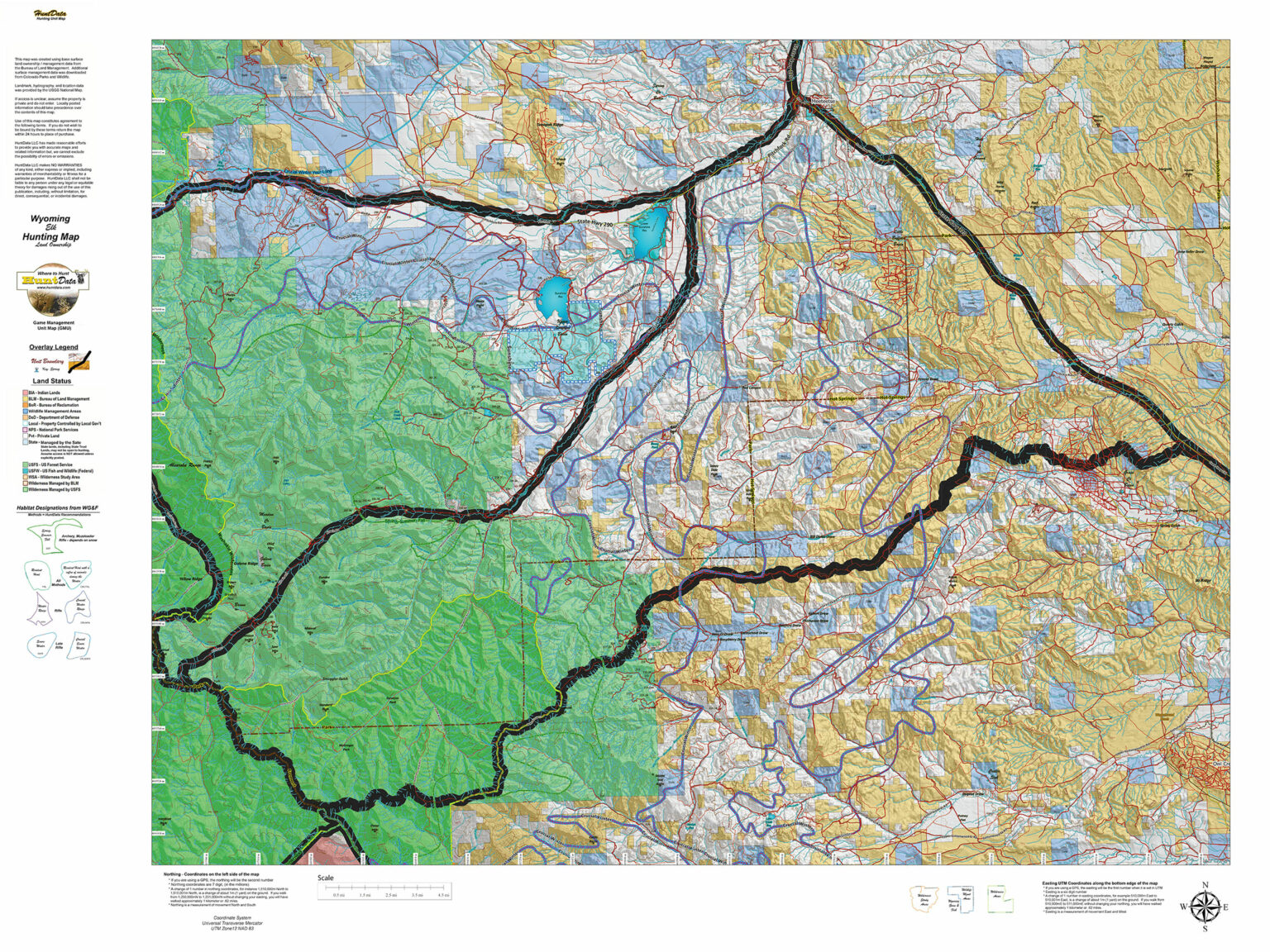 Wyoming Elk Land Ownership and Concentrations combined into one Hybrid ...