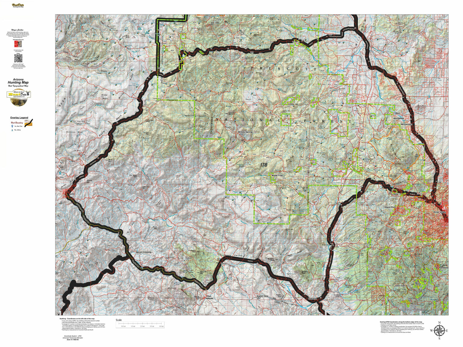 Arizona Topographical Map. - Hunt Data