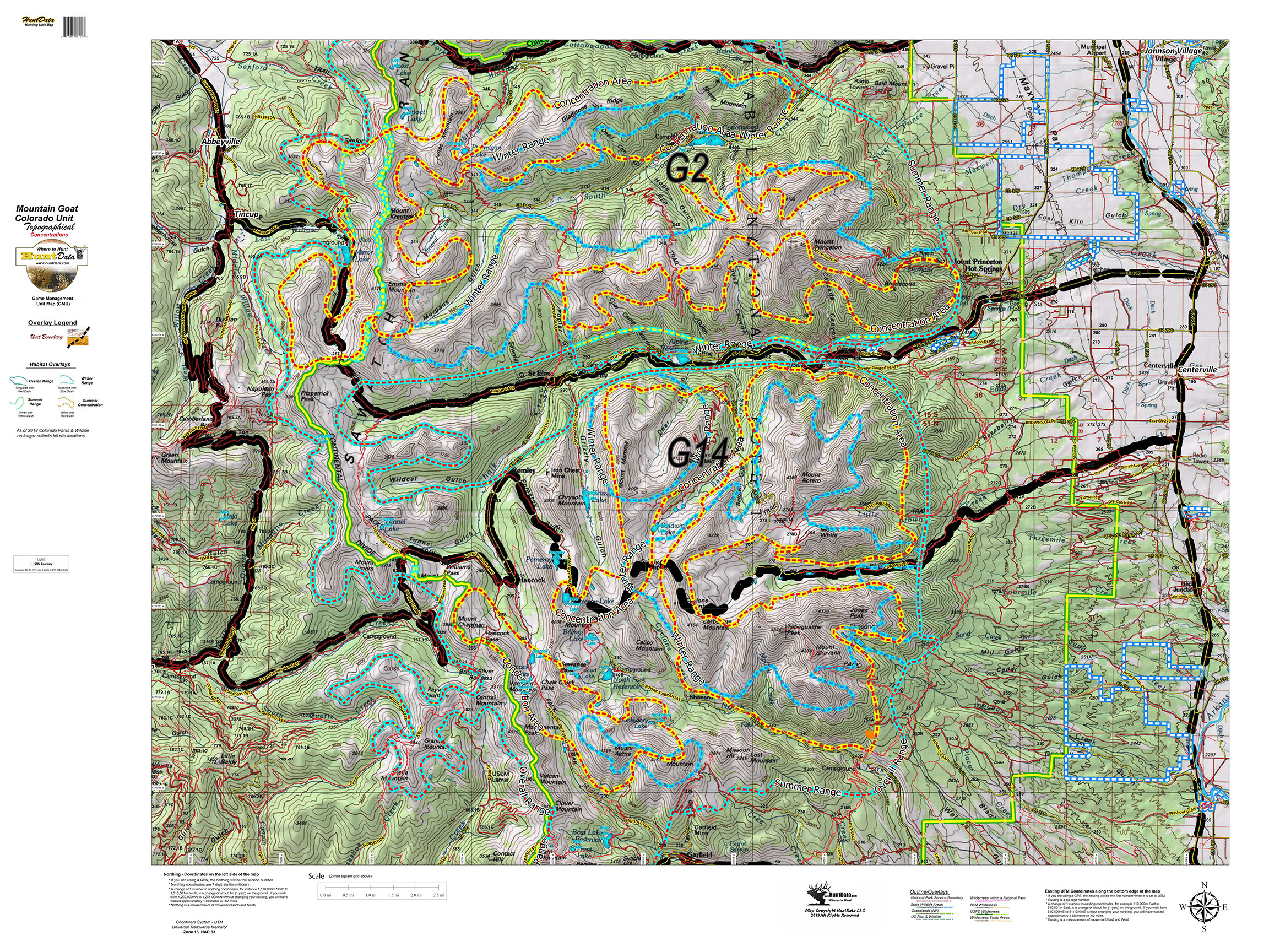 CO Mountain Goat Topo Map - Hunt Data