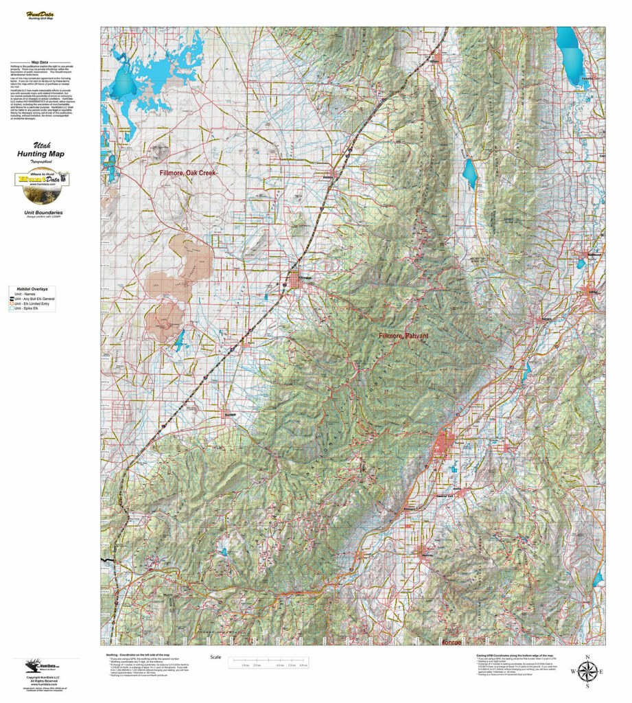 Utah Elk Topographical Unit Map Hunt Data