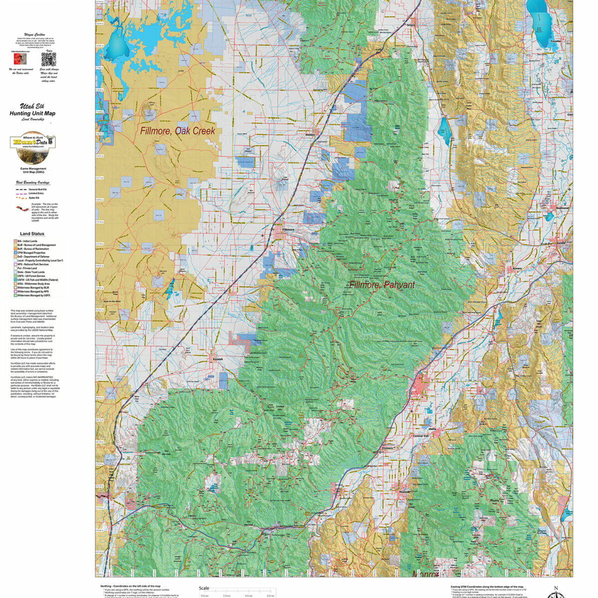 Utah Elk Topographical Unit Map Hunt Data