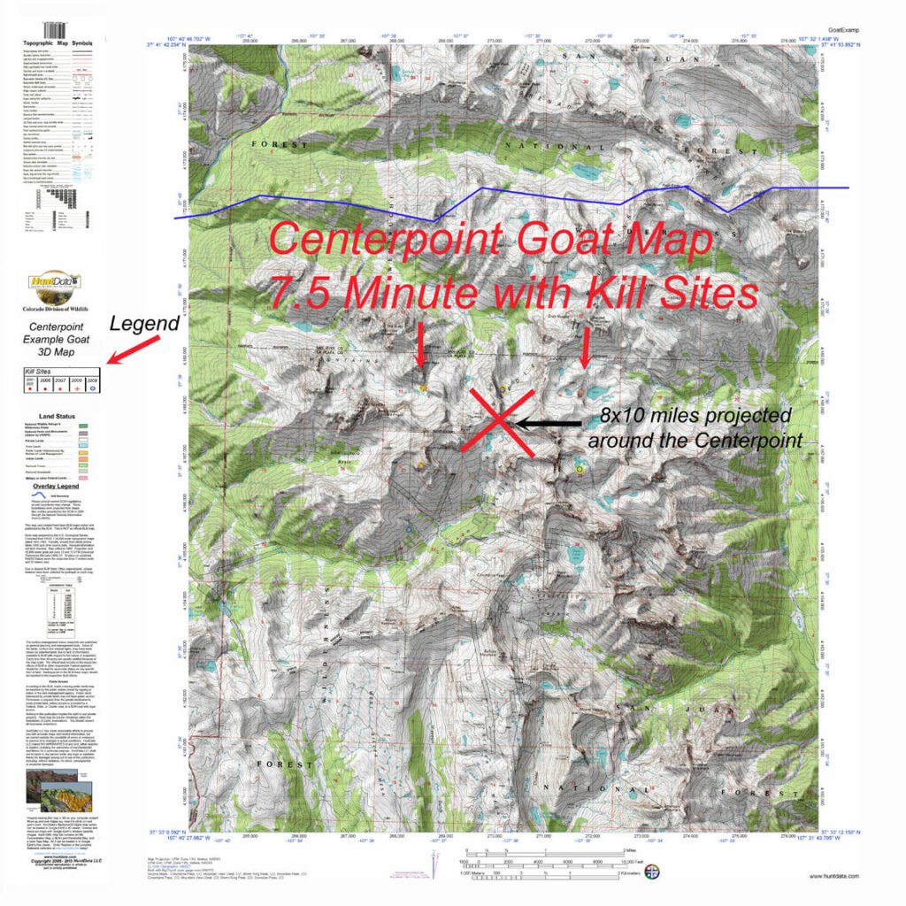 CO Mountain Goat Custom Centerpoint 7.5 Minute Maps - Hunt Data