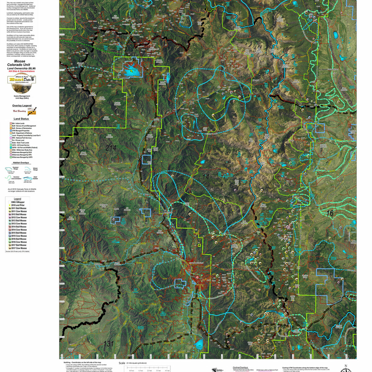 CO Moose Topographical Unit Map - Hunt Data